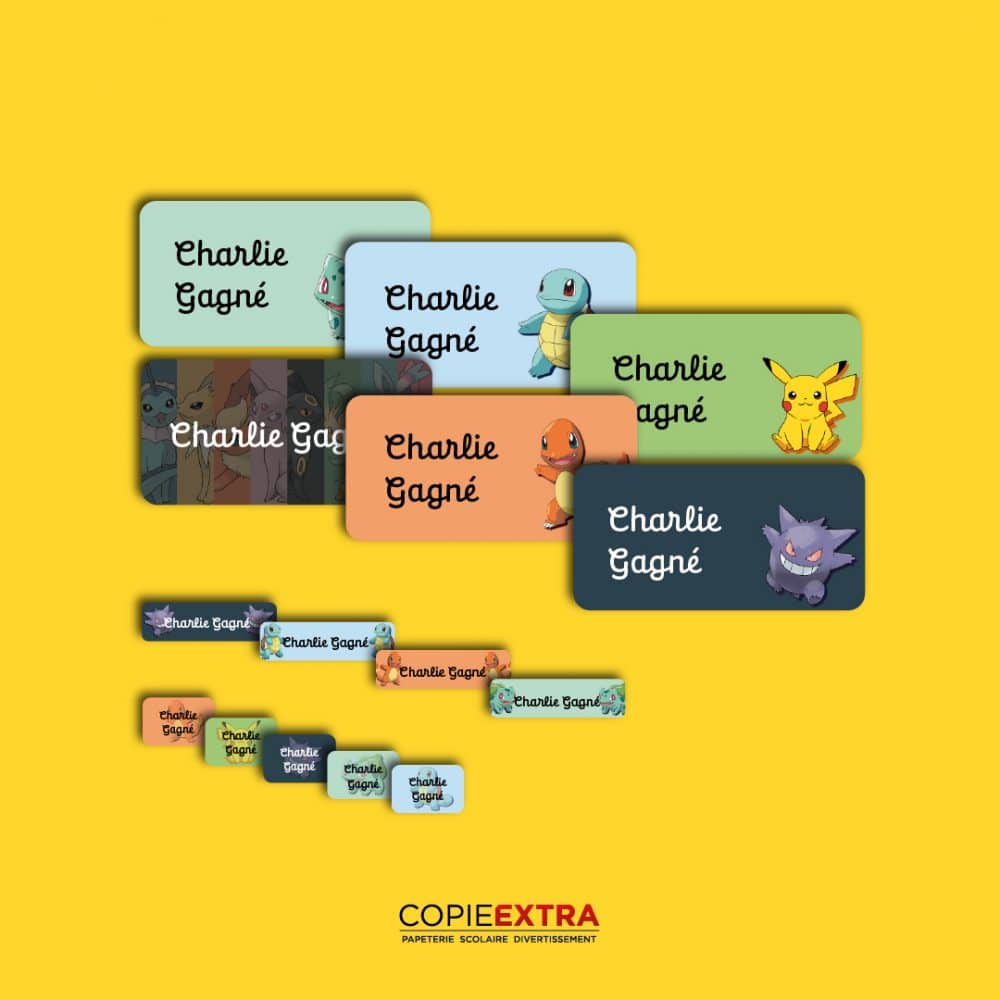 Ensemble d’étiquettes personnalisées Pokémon cursive – Copie extra